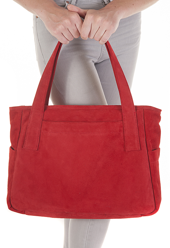 Shona Easton red suede Queen B bag