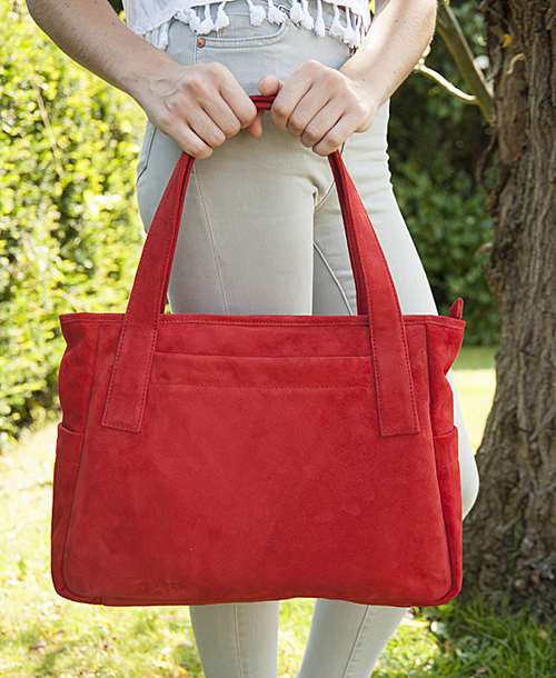 Shona Easton red suede Queen B bag